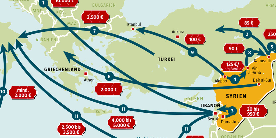 Fluchtrouten von Syrien in die EU: Wege aus dem Krieg - taz.de